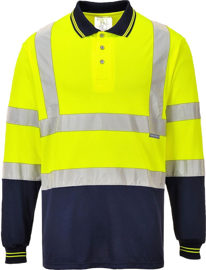 Portwest Dwukolorowa Koszulka Polo Z Długimi Rękawami Yellow Navy Xs