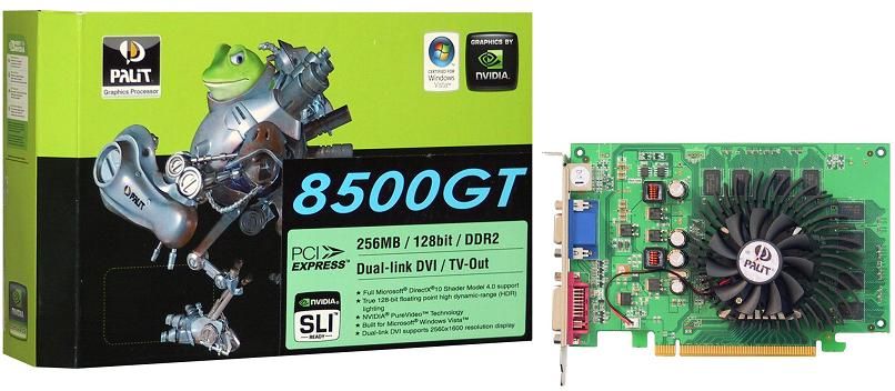 Palit GF 8500GT 256 MB DDR 2 128 bit pCI-E (XNE+8500T+TD21) - Karta ...