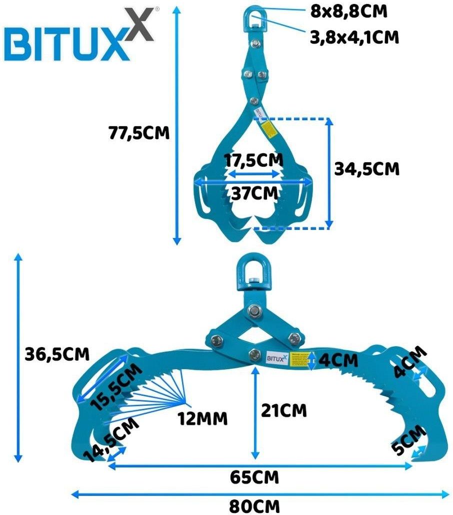 Bituxx Chwytak Do Drewna 520Mm 800Kg Kleszcze Szczypce Drzewa ...
