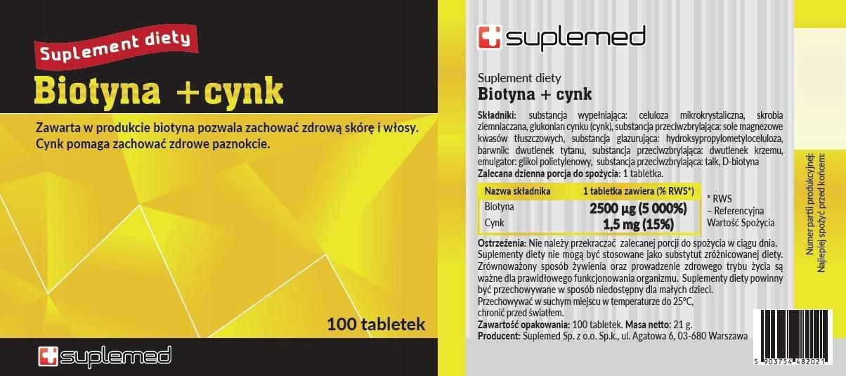 Biotyna I Cynk Suplement Biotin Włosy 100Tabl. - Opinie i ceny na Ceneo.pl