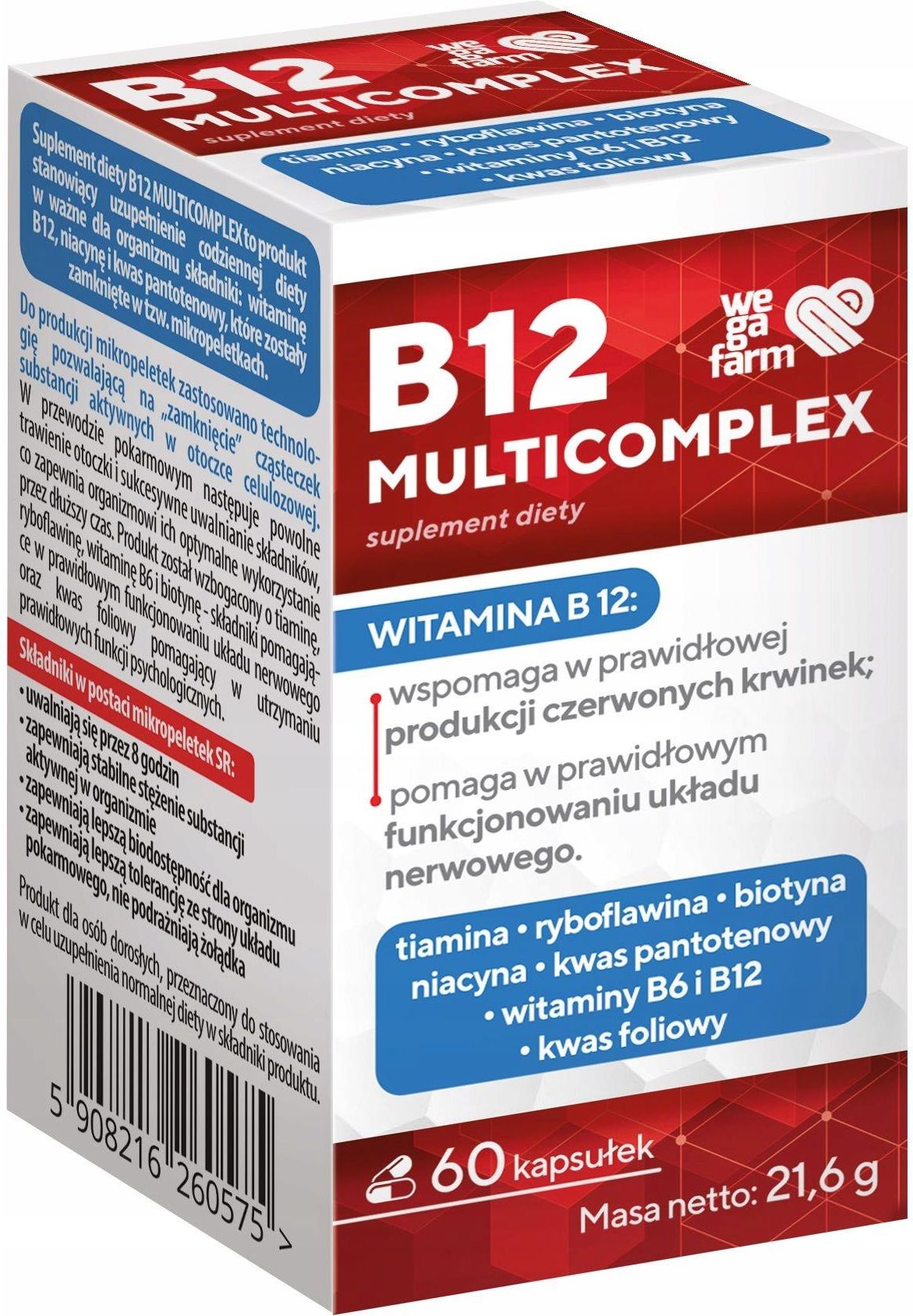 Wegafarm B12 Multicomplex 60Kaps. - Opinie i ceny na Ceneo.pl