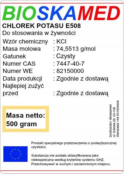 Bioskamed Chlorek Potasu Kcl Czysty Spożywczy 500g - Opinie i ceny na ...