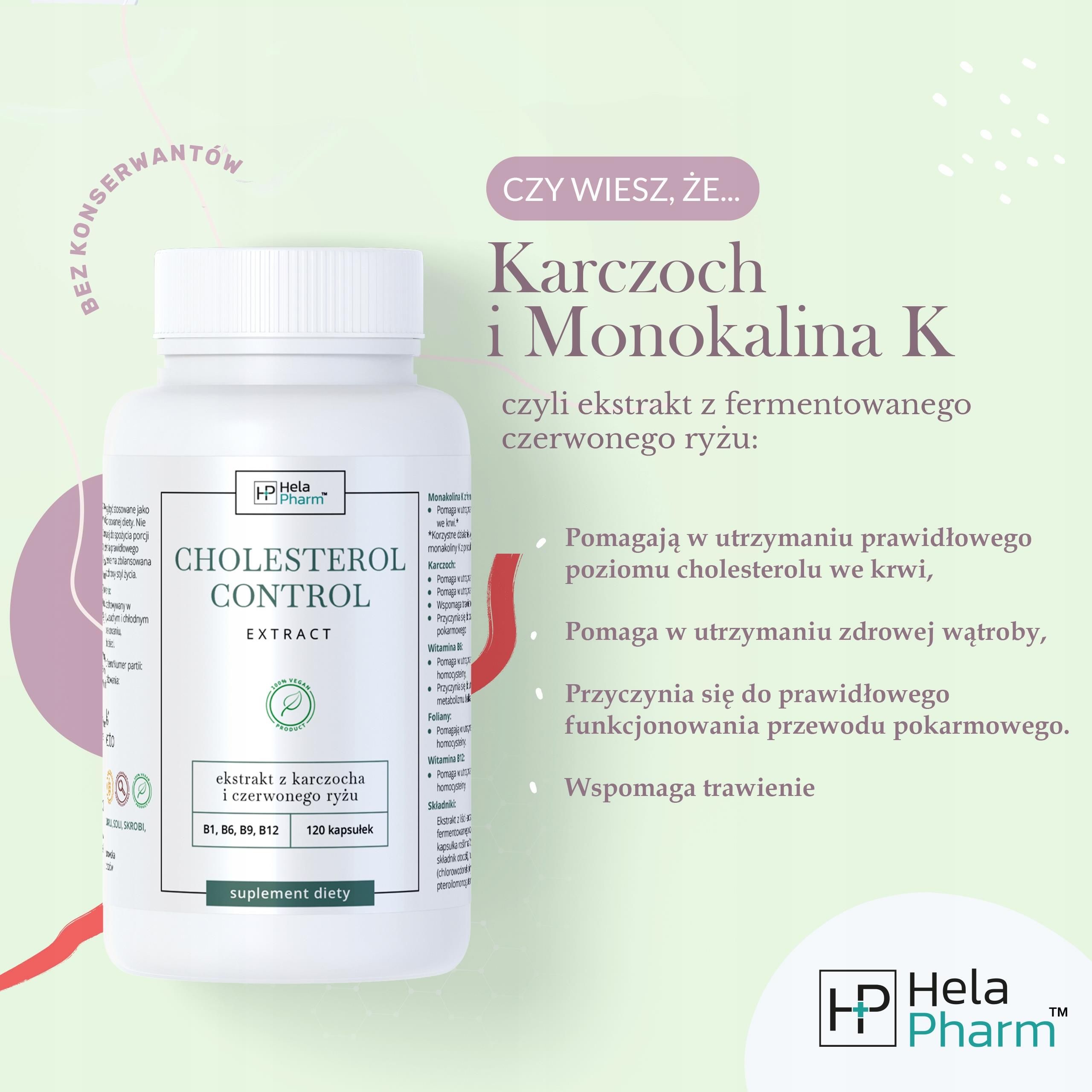 Hela Pharm Cholesterol Monakolina K karczoch 120 kaps - Opinie i ceny ...