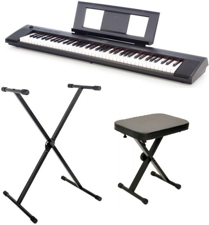 Yamaha Piaggero NP-32 BK Bundle - pianino cyfrowe z ławą i statywem ...