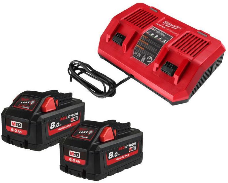 Milwaukee M18HNRGO4-802 zestaw zasilający 18V 2x8,0Ah Li-Ion M18 HB8 z ...