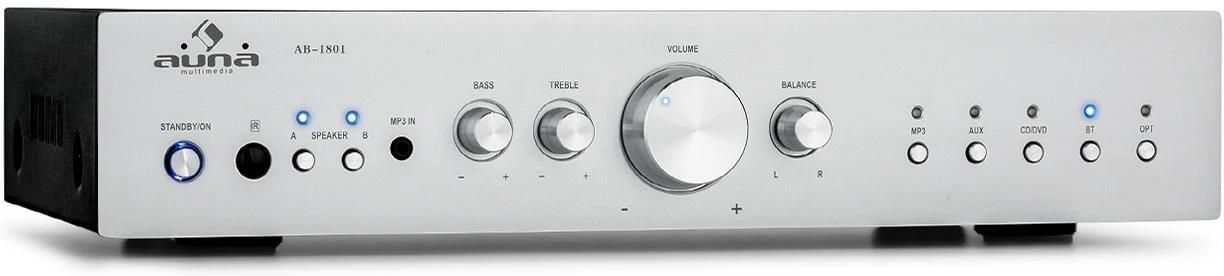 Wzmacmiacz audio Auna Av2-Cd608Bt, Wzmacniacz Hi-Fi Stereo, 4 × 100 W Rms, Bluetooth, Cyfrowe ...