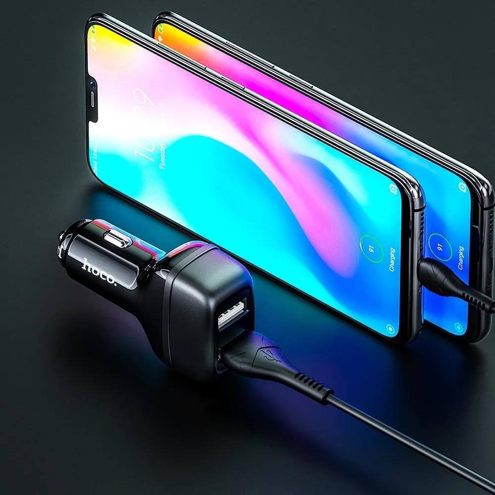 Ładowarka do telefonu Hoco Ładowarka Samochodowa 2Xusb Kabel Typ C 2,4A ...