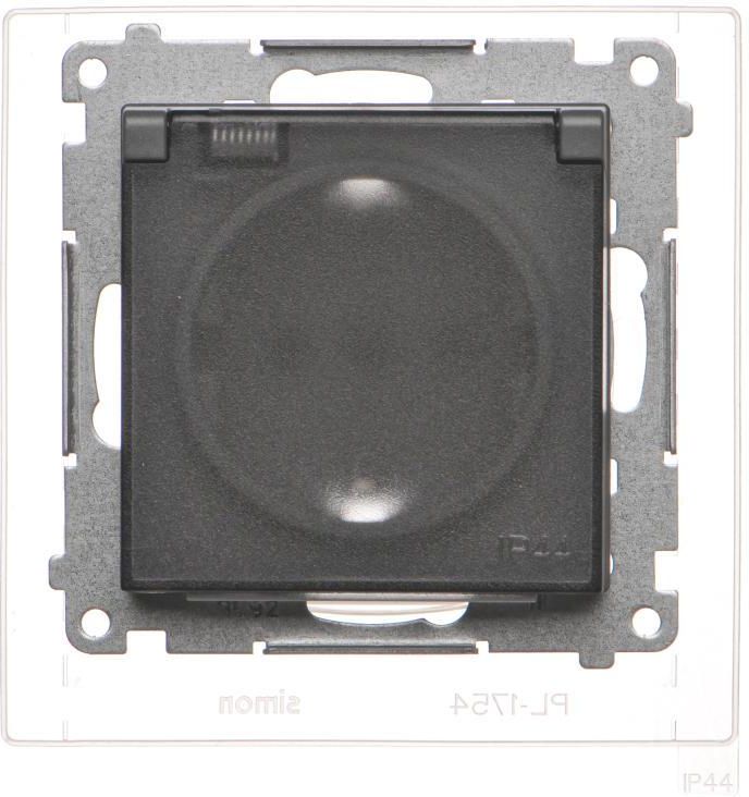 Gniazdo elektryczne Kontakt Simon Gniazdo Bryzgoszczelne Ip 44 Z Uziemieniem Schuko Grafitowy ...
