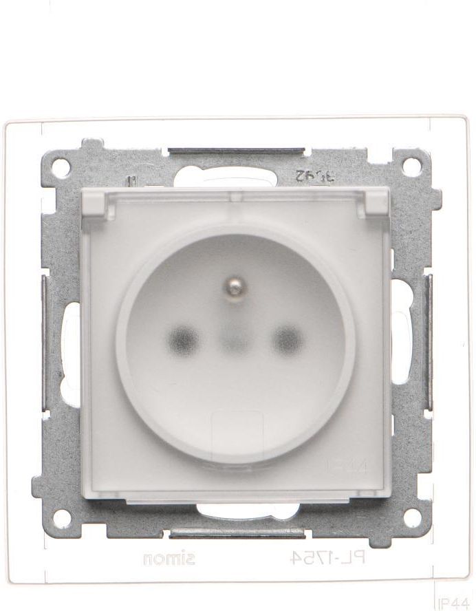Gniazdo elektryczne Kontakt Simon Gniazdo Bryzgoszczelne Ip 44 Biały Mat Klapka Transparentna ...