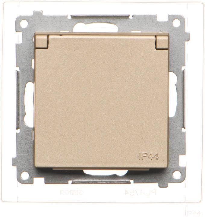Gniazdo elektryczne Kontakt Simon Gniazdo Bryzgoszczelne Ip 44 Z Uziemieniem Schuko Szampański ...