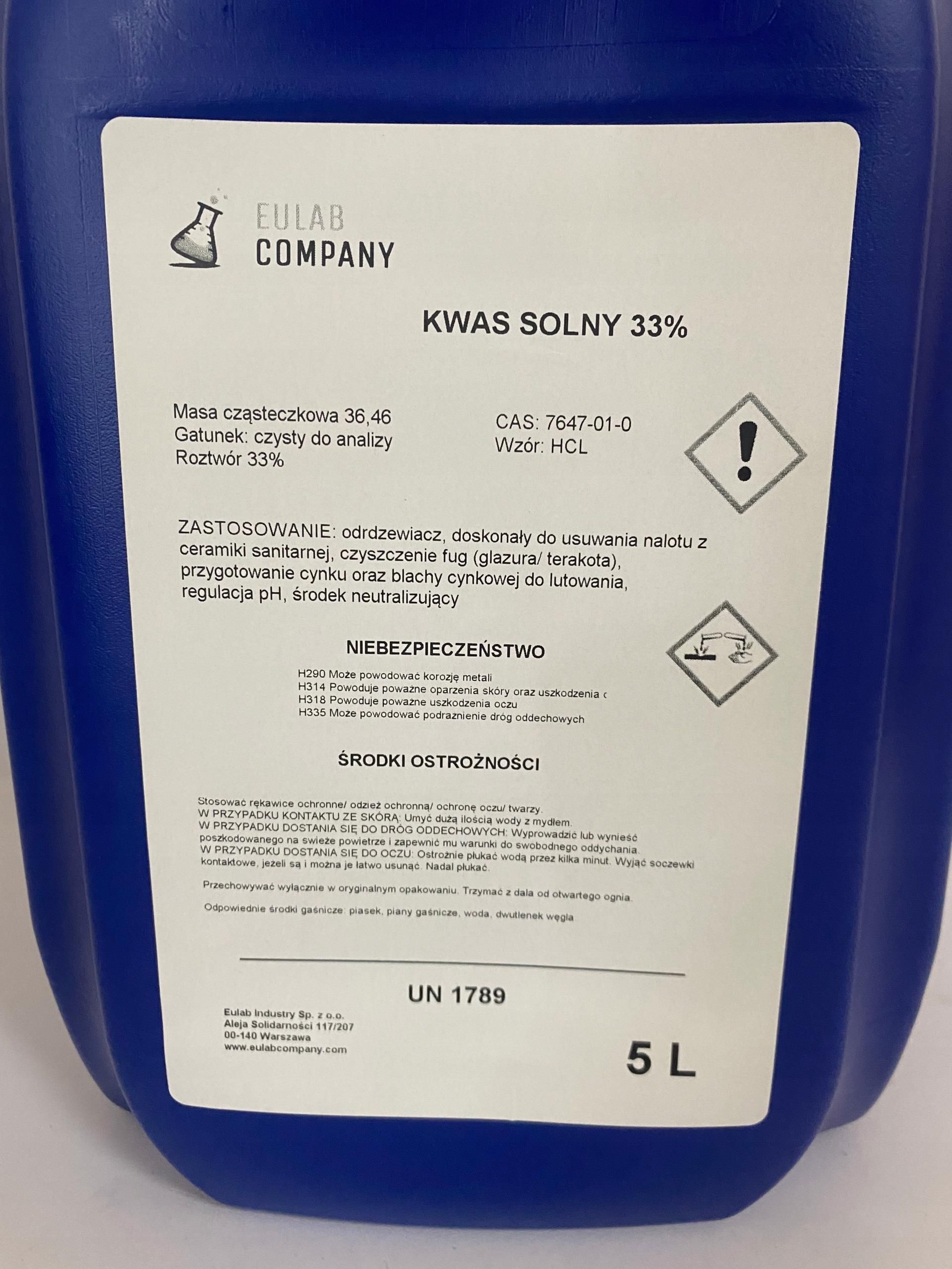 Kwas Solny 33% 5L Eulab - ceny i opinie - Ceneo.pl