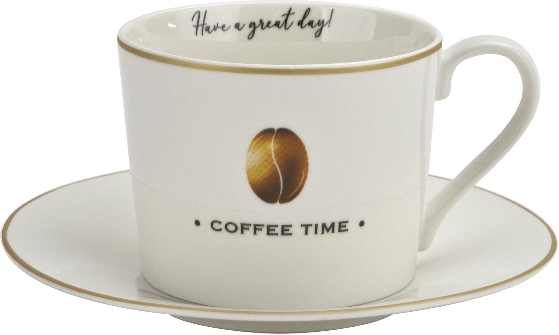 Duo Zestaw 2 Filiżanek 230Ml + Spodki Coffee Time Ziarenko Kawy ...