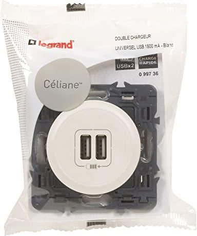 Gniazdo elektryczne Legrand Celiane Podwójne Gniazdo Usb Białe 99736 ...