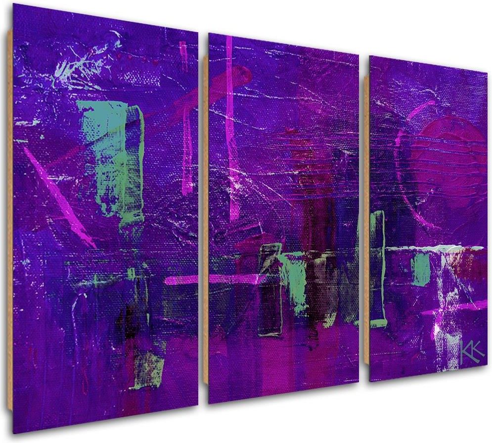 Feeby Obraz Trzyczęściowy Deco Panel Fioletowa Abstrakcja Ręcznie Malowana 150X100 703693 ...