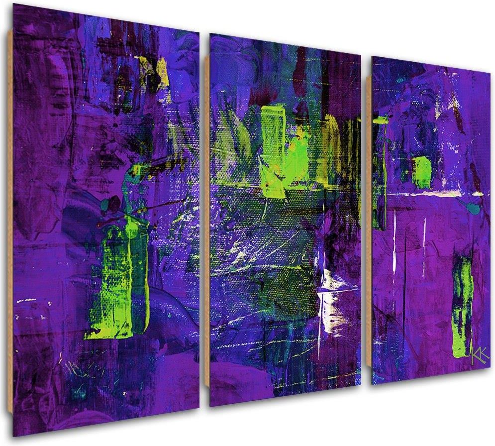 Feeby Obraz Trzyczęściowy Deco Panel Fioletowa Abstrakcja Ręcznie Malowana 150X100 703707 ...