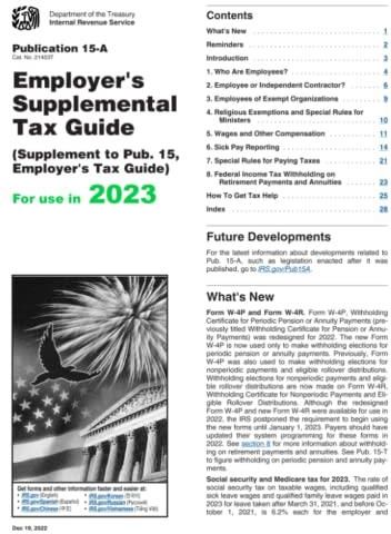 Publication 15-A: Employer's Supplemental Tax Guide (Supplement to Pub ...