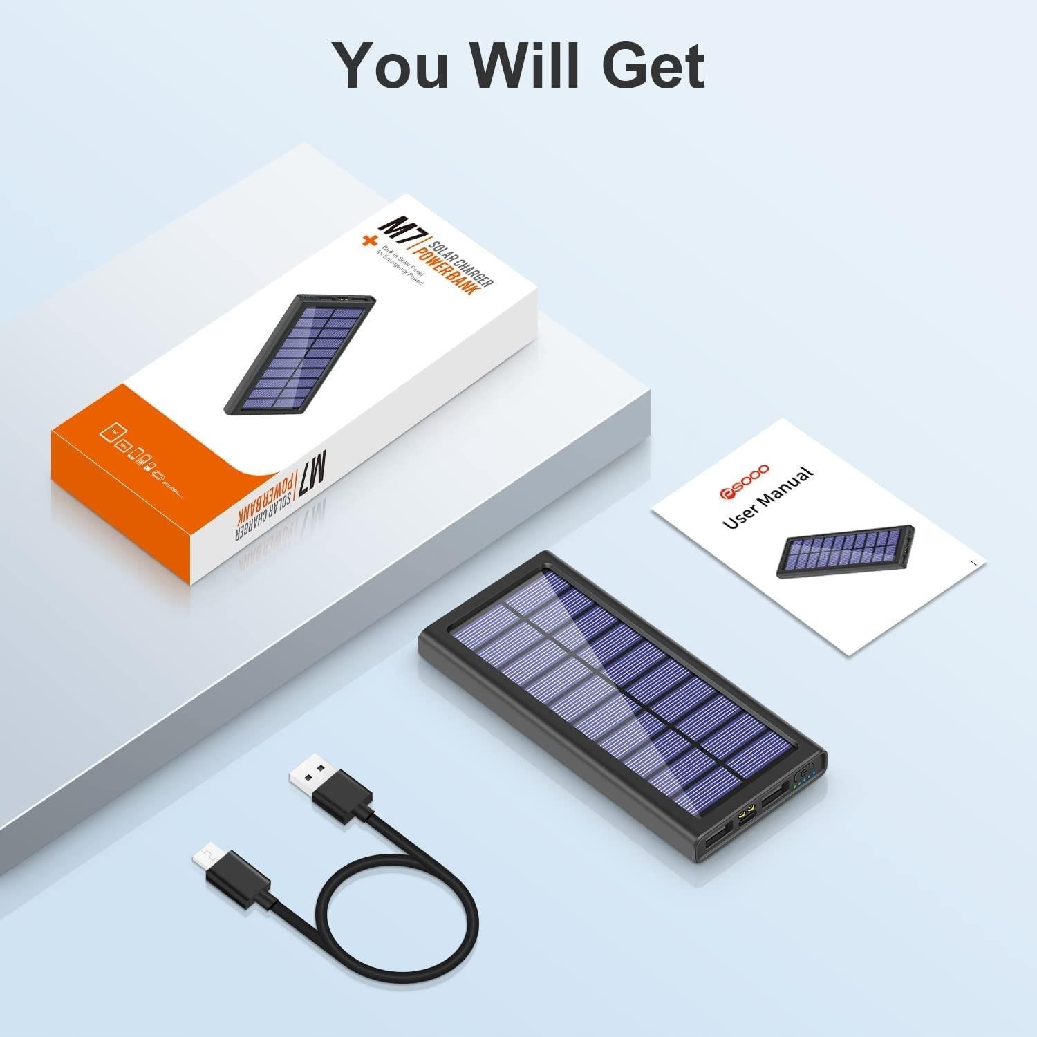 Powerbank Psooo Powerbank Power Bank Solarny 10000 Mah Latarka Usb ...