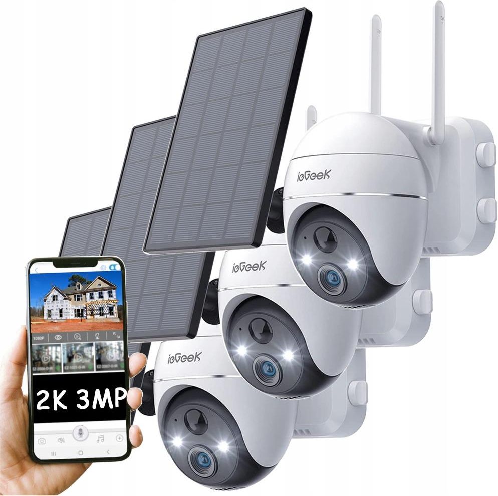 Kamera przemysłowa Iegeek Kamera Solarna Zewnętrzna Ip Wifi 2K 4X Zoom ...