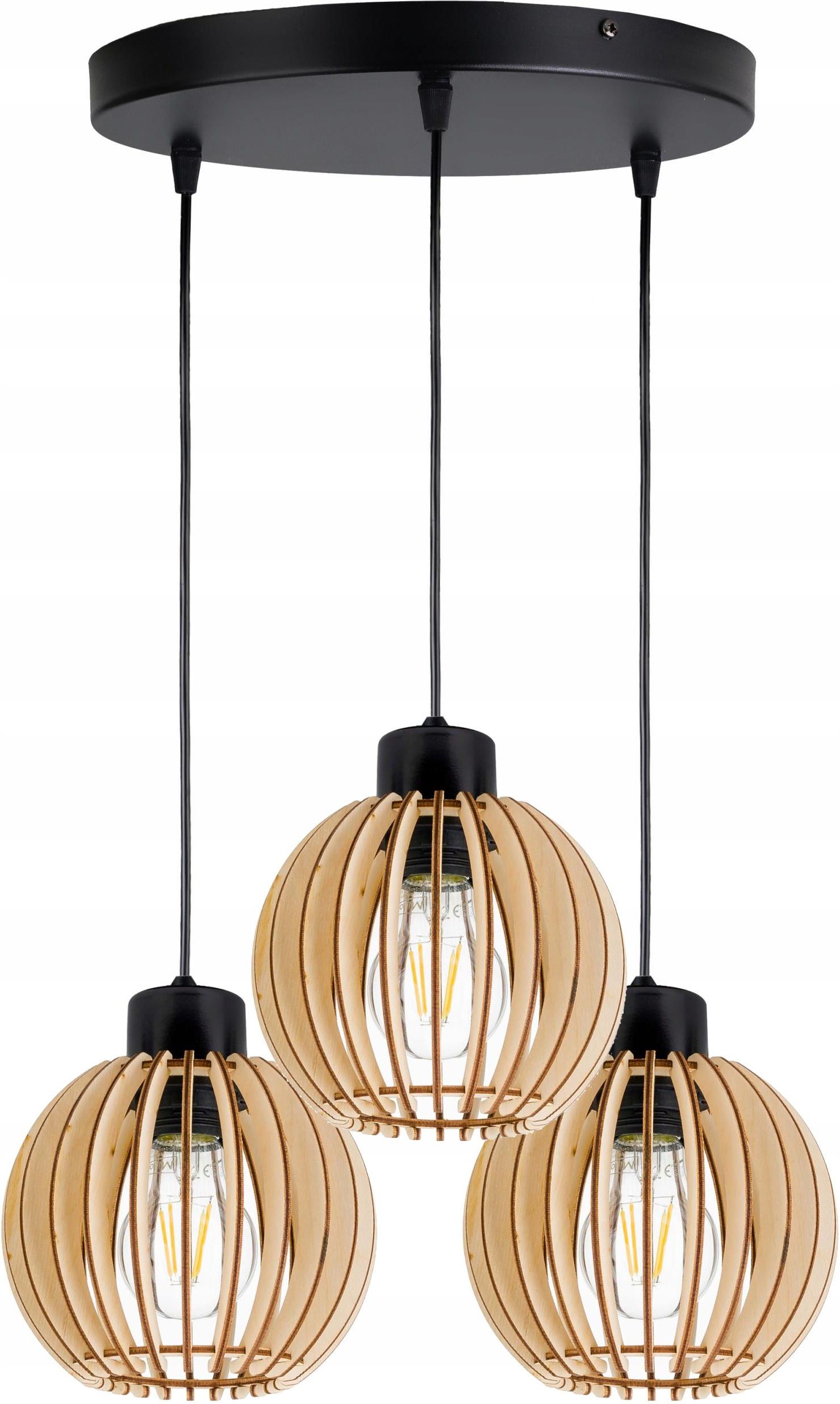 Inect Lampa Wisząca Zwis Żyrandol Sufitowa Loft Drewno 3 (101220 ...