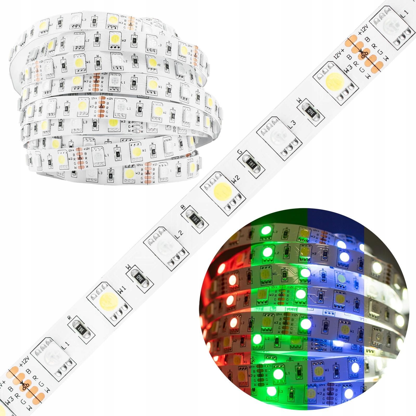 Loppyu Pasek Taśma Led Kolorowa Rgb Zimna Smd 5050 5M (Ledtasmi1530 ...