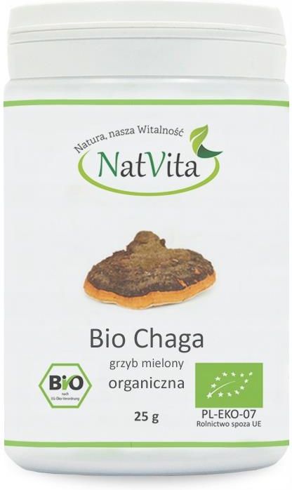 Preparat medycyny naturalnej Natvita Chaga Bio Grzyb Mielony 25G ...