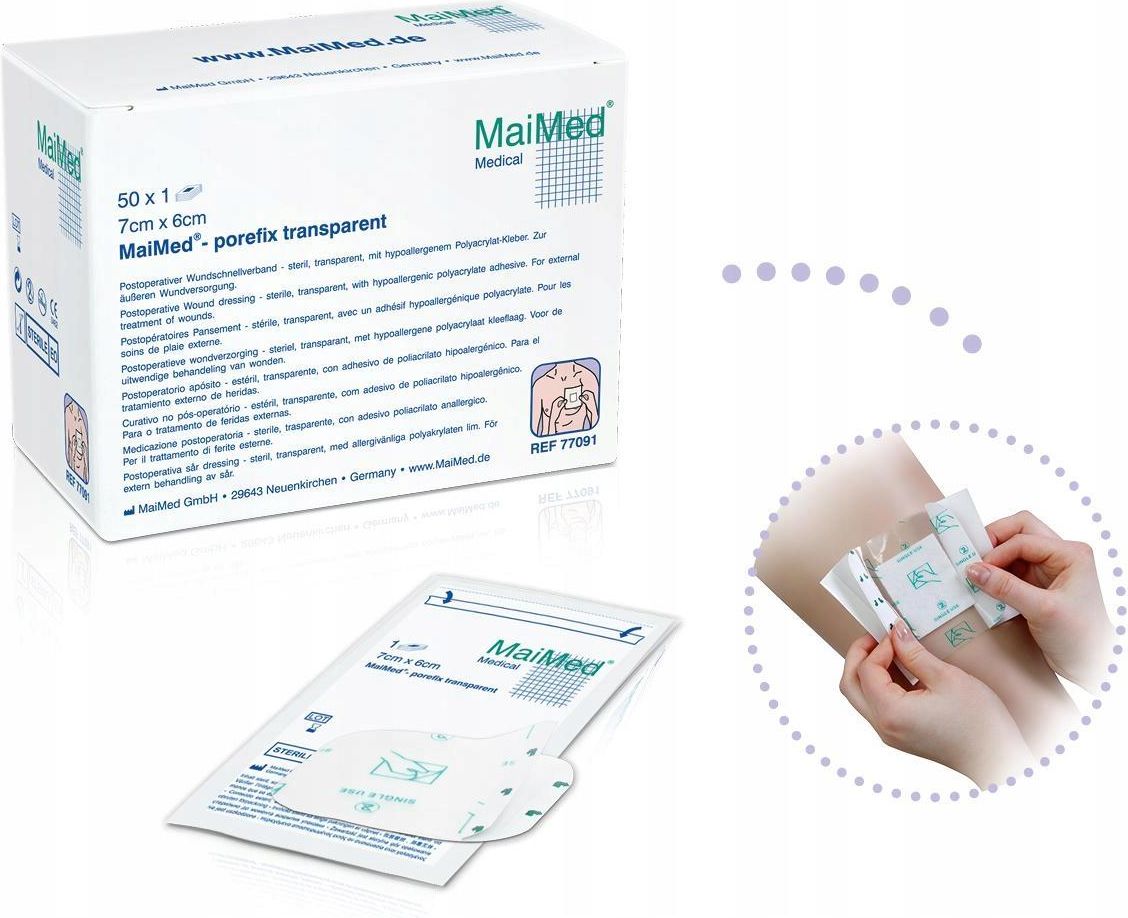 Maimed Opatrunek Na Rany Jałowy Transparentny 7X6cm 50szt. (Mm77091 ...