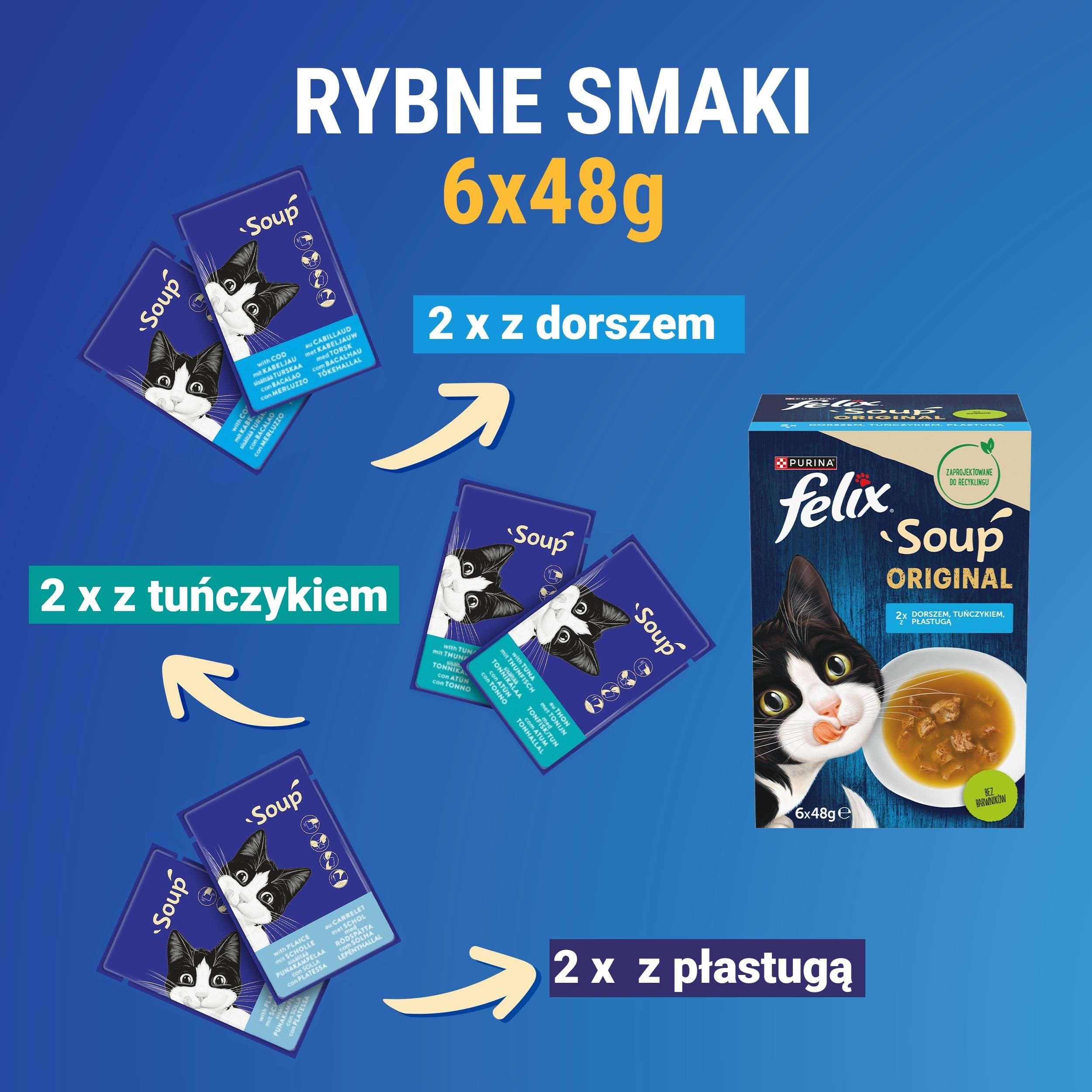 Karma FELIX Soup Original dla kota Rybne Smaki 6x48g - Ceny i opinie ...