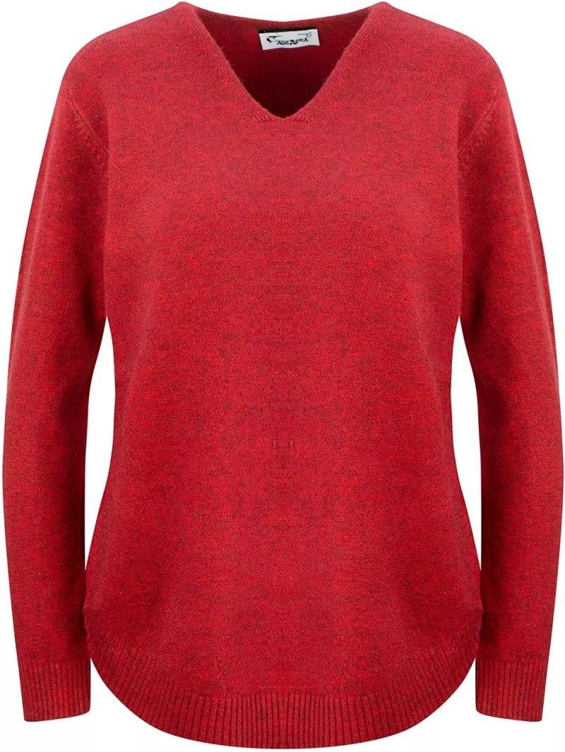 Klasyczny damski sweter w serek wiskoza (Czerwony) - Ceny i opinie ...