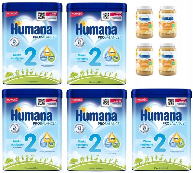 Humana 2 Hmo 5X750G + 4Szt. Deserek Jabł.Banan - Ceny i opinie - Ceneo.pl