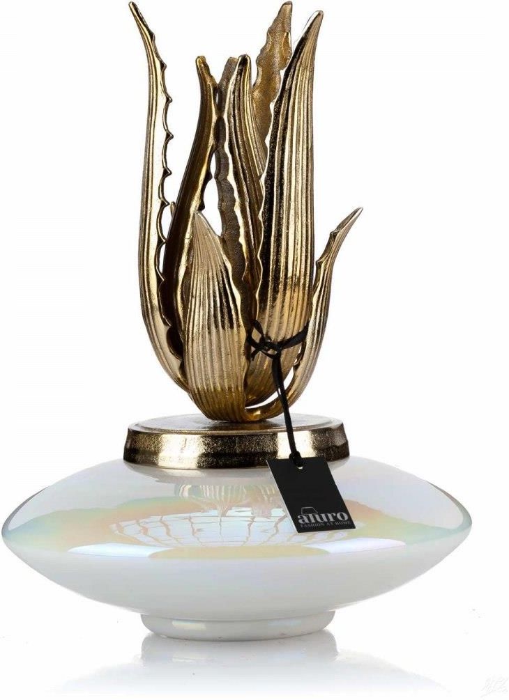 Aluro Pojemnik Szklany Perłowy Ze Złotym Aloesem Asura L A01581 ...