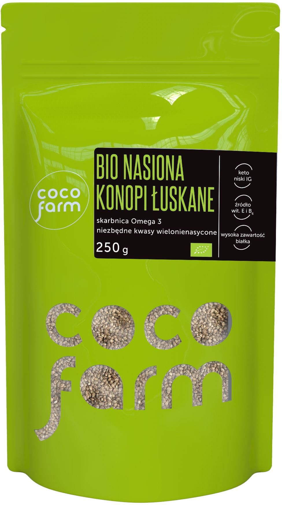 Cocofarm Ekologiczne Nasiona Konopi Łuskane Coco Farm 250g - Ceny i opinie - Ceneo.pl