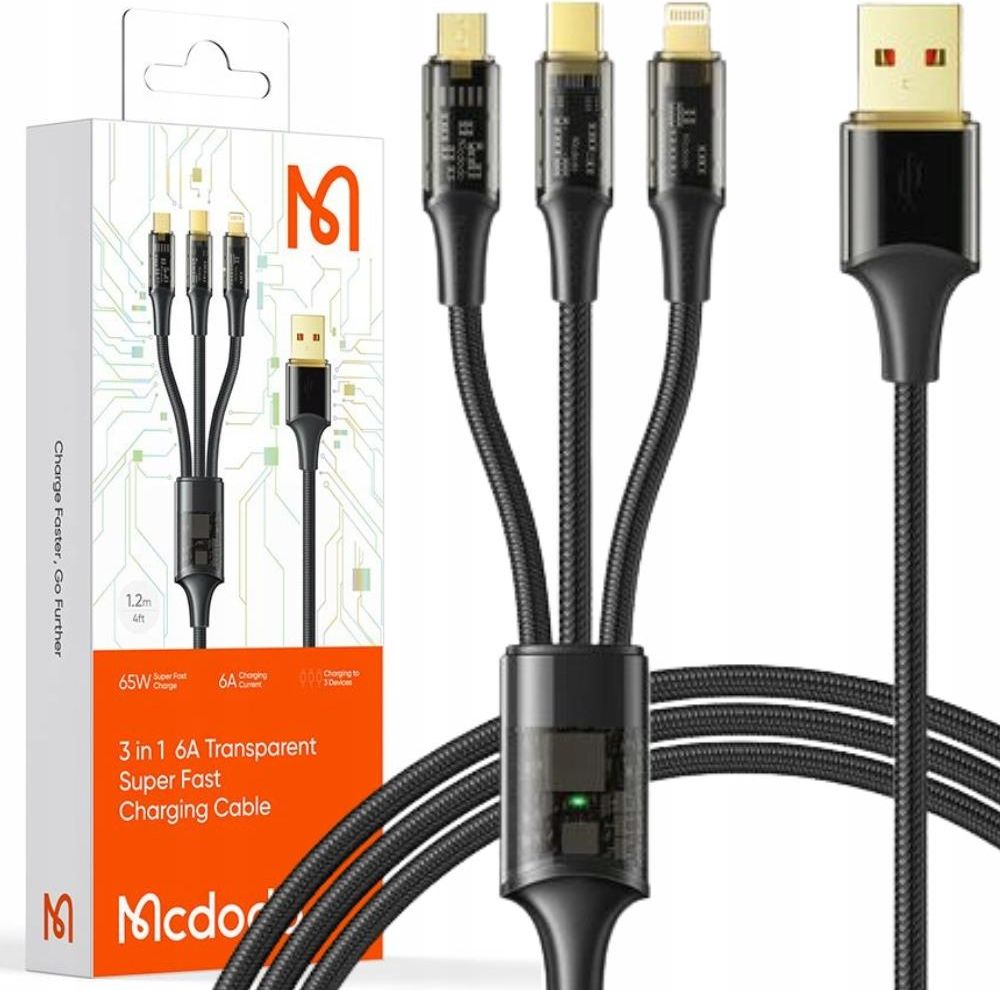 Mcdodo Kabel Micro Usb Lightning Usb C 3W1 6A 100W - Kable - Opinie i ...