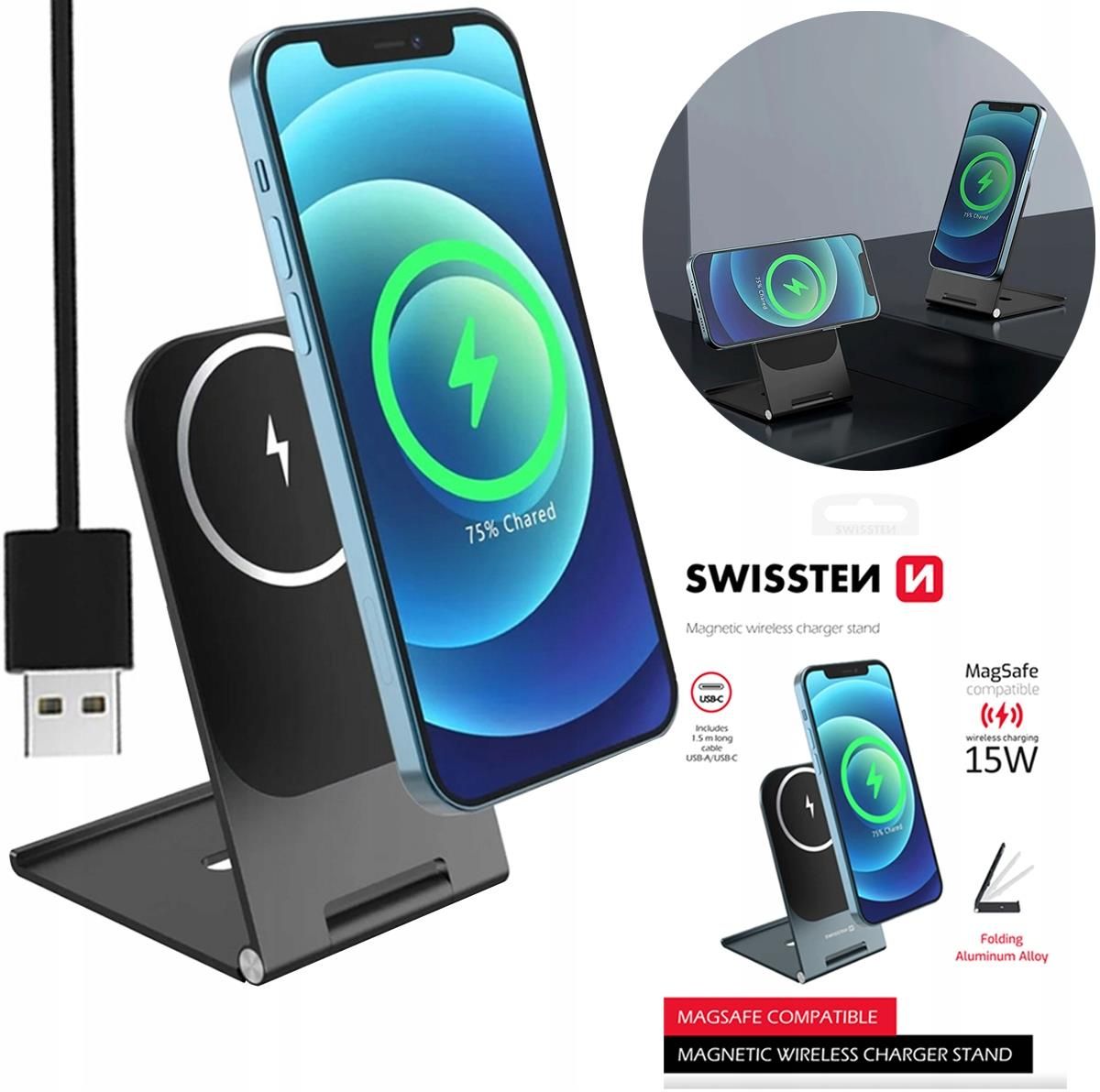 Ładowarka do telefonu Swissten Ładowarka Bezprzewodowa Magsafe Uchwyt ...