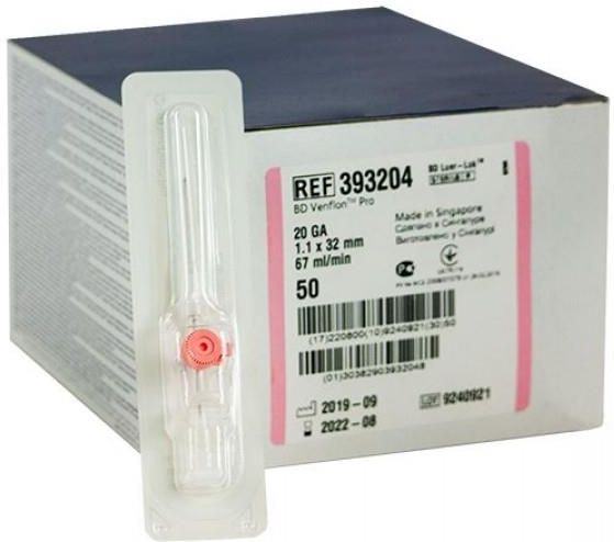 Bd (Becton Dickinson) Bd Venflon Pro 20G 1,1Mm X 32Mm Różowy 393204 ...