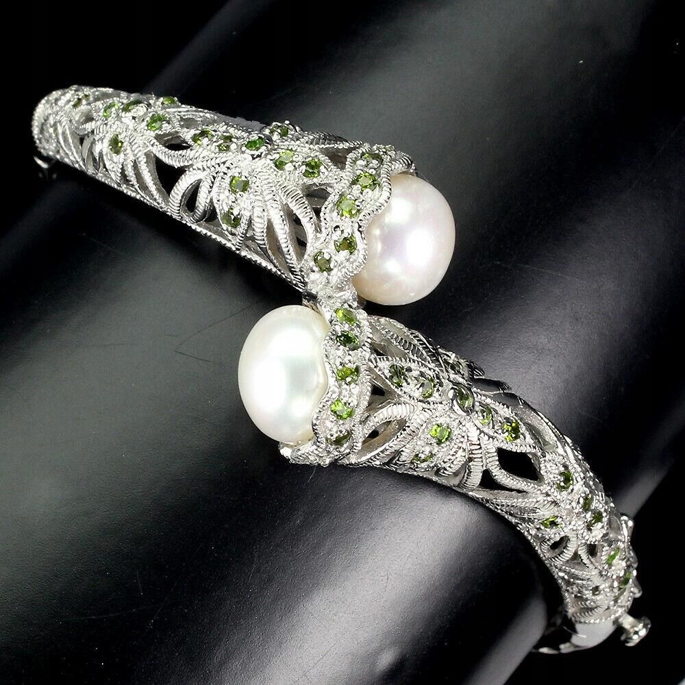 Bransoleta diopsydy perły 925 naturalne srebro - Ceny i opinie - Ceneo.pl