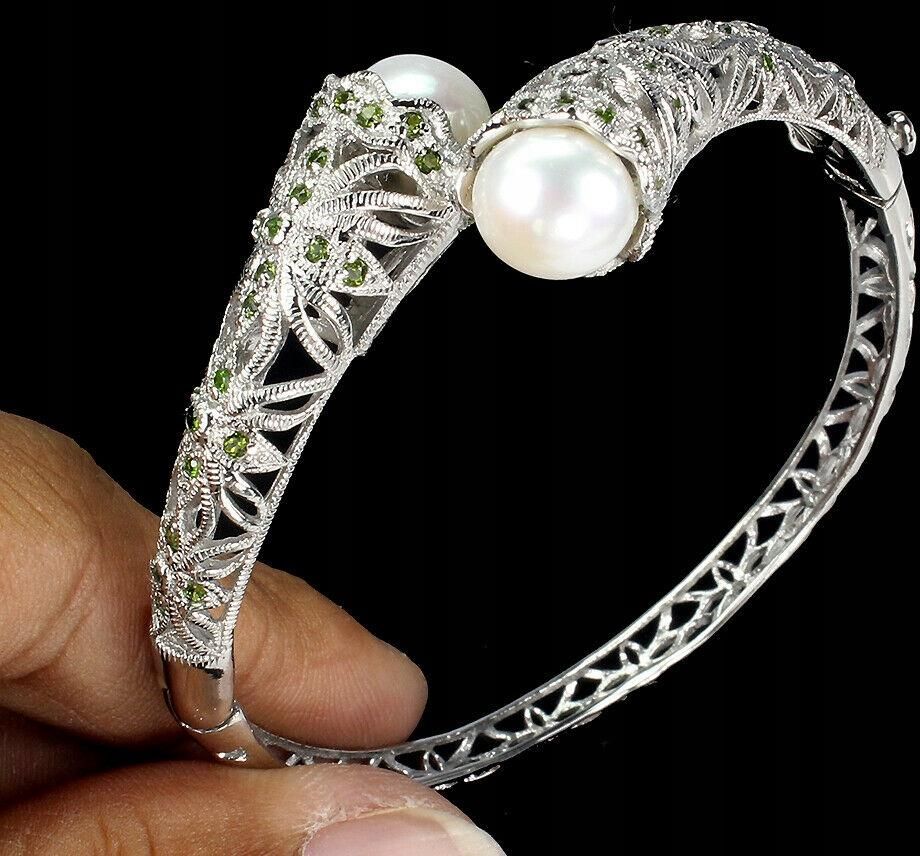 Bransoleta diopsydy perły 925 naturalne srebro - Ceny i opinie - Ceneo.pl