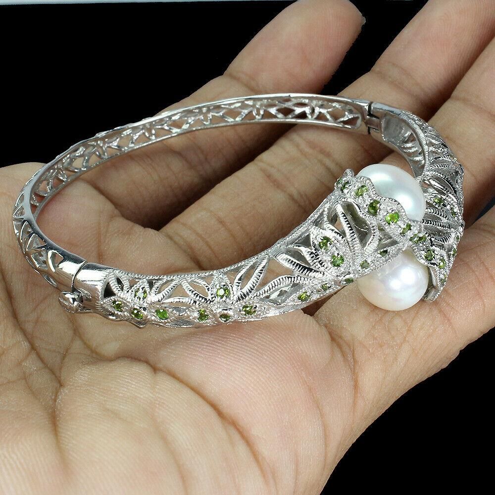 Bransoleta diopsydy perły 925 naturalne srebro - Ceny i opinie - Ceneo.pl