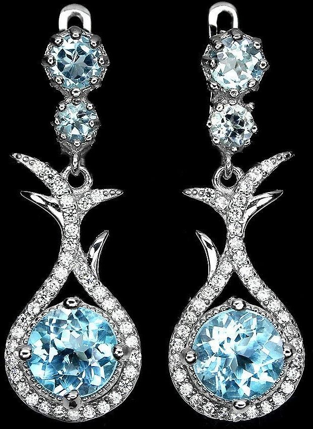 925 Kolczyki naturalne topazy sky blue cyrkonie 1 - Ceny i opinie - Ceneo.pl