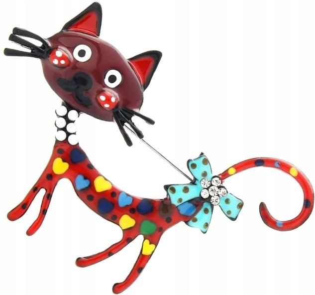 Broszka Kotek serca kolorowe Przypinka Kot pin - Ceny i opinie - Ceneo.pl