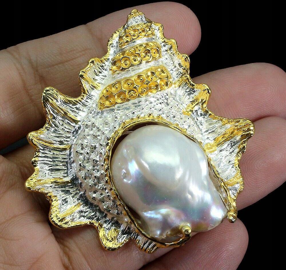 Broszka wisiorek naturalna perła barokowa muszla - Ceny i opinie - Ceneo.pl