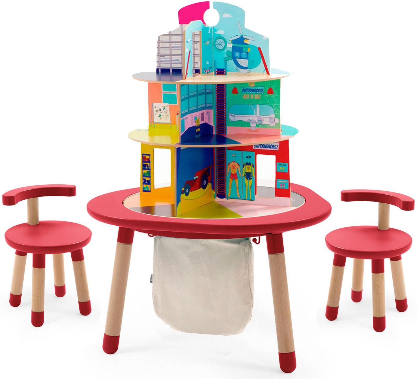 Stokke MuTable Children's Day Complete Bundle Stolik Z Dwoma Krzesełkami + 15 Akcesoriów Cherry ...