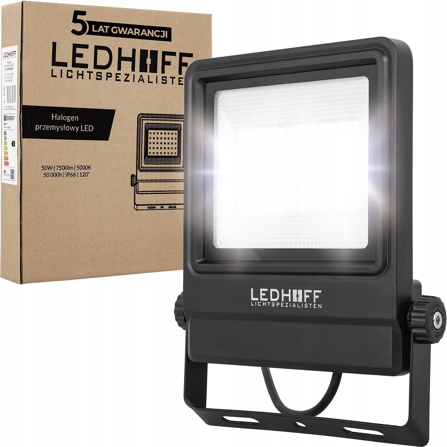 Lampa warsztatowa Ledhoff Halogen Led Naświetlacz Lampa 50W 7500Lm ...