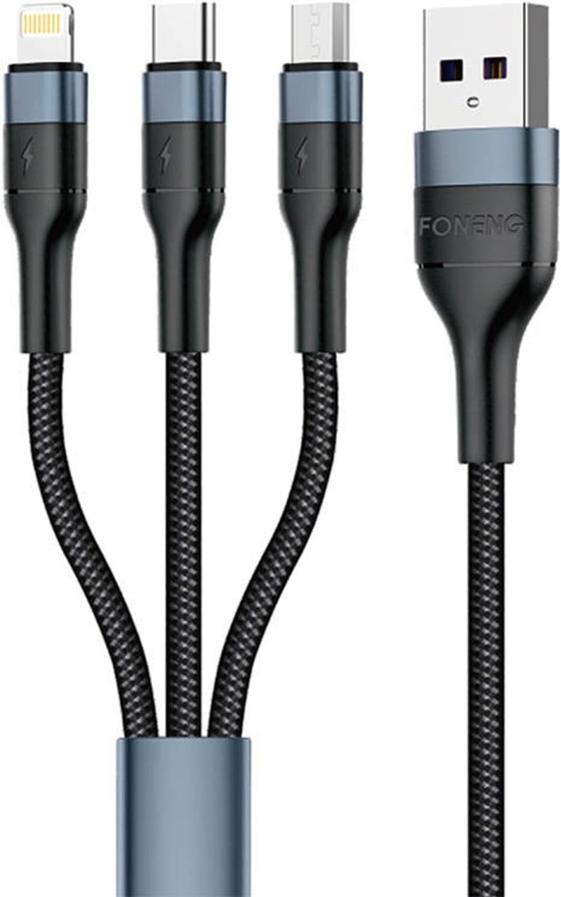 Foneng Kabel 3W1 Usb Do Usb C / Micro Usb / Lightning X51 3A 1M - Kable - Opinie i ceny na Ceneo.pl