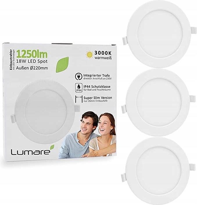 Lampa Lumare Reflektor do Zabudowy 18W Zestaw 3szt 18cm - Opinie i ...