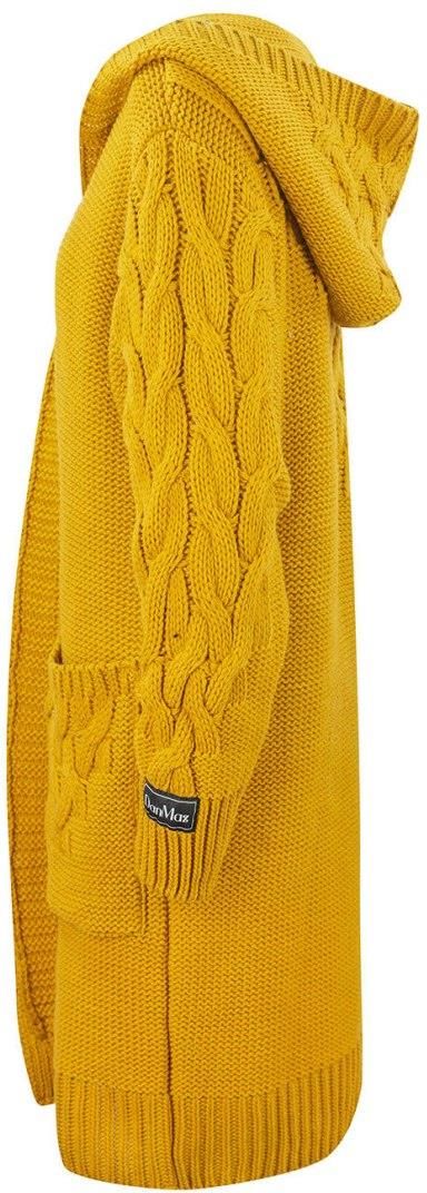 Agrafka Kardigan Długi Gruby Sweter Warkocz Wełna (Żółty) - Ceny i ...
