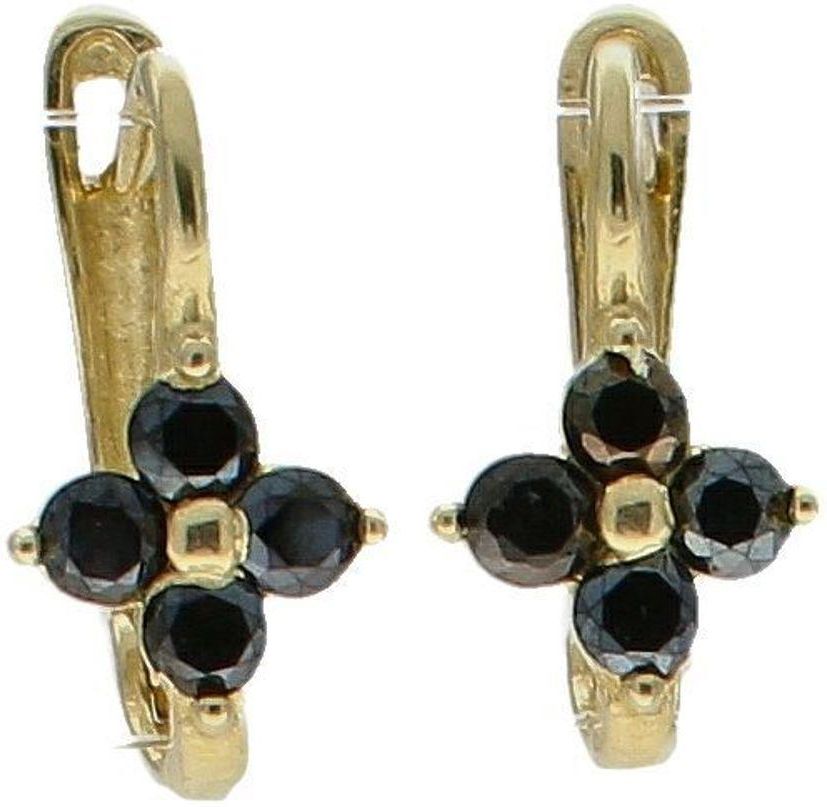 Złote kolczyki 333 kwiatki z czarną cyrkonią L 4033C 333 - Ceny i ...