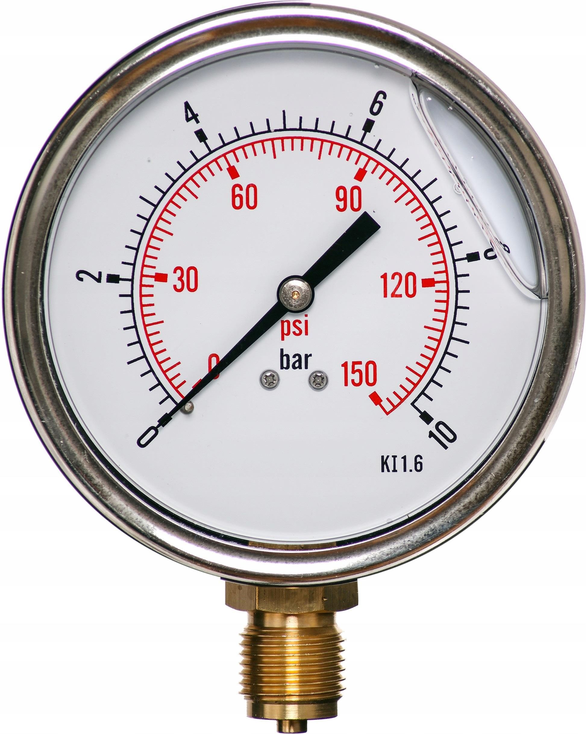 Akcesoria do narzędzi pneumatycznych Magnum Manometr Glicerynowy 100MM Dolny 1/2 10 Bar Zegar ...