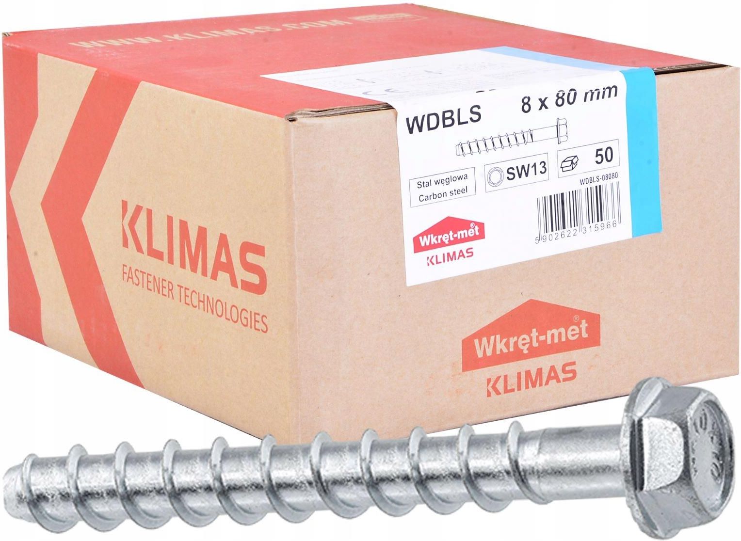 Wkręt-Met Wkręty Do Betonu Łeb Sześciokątny Wdbls 8X80 50Sz (WDBLS08080 ...