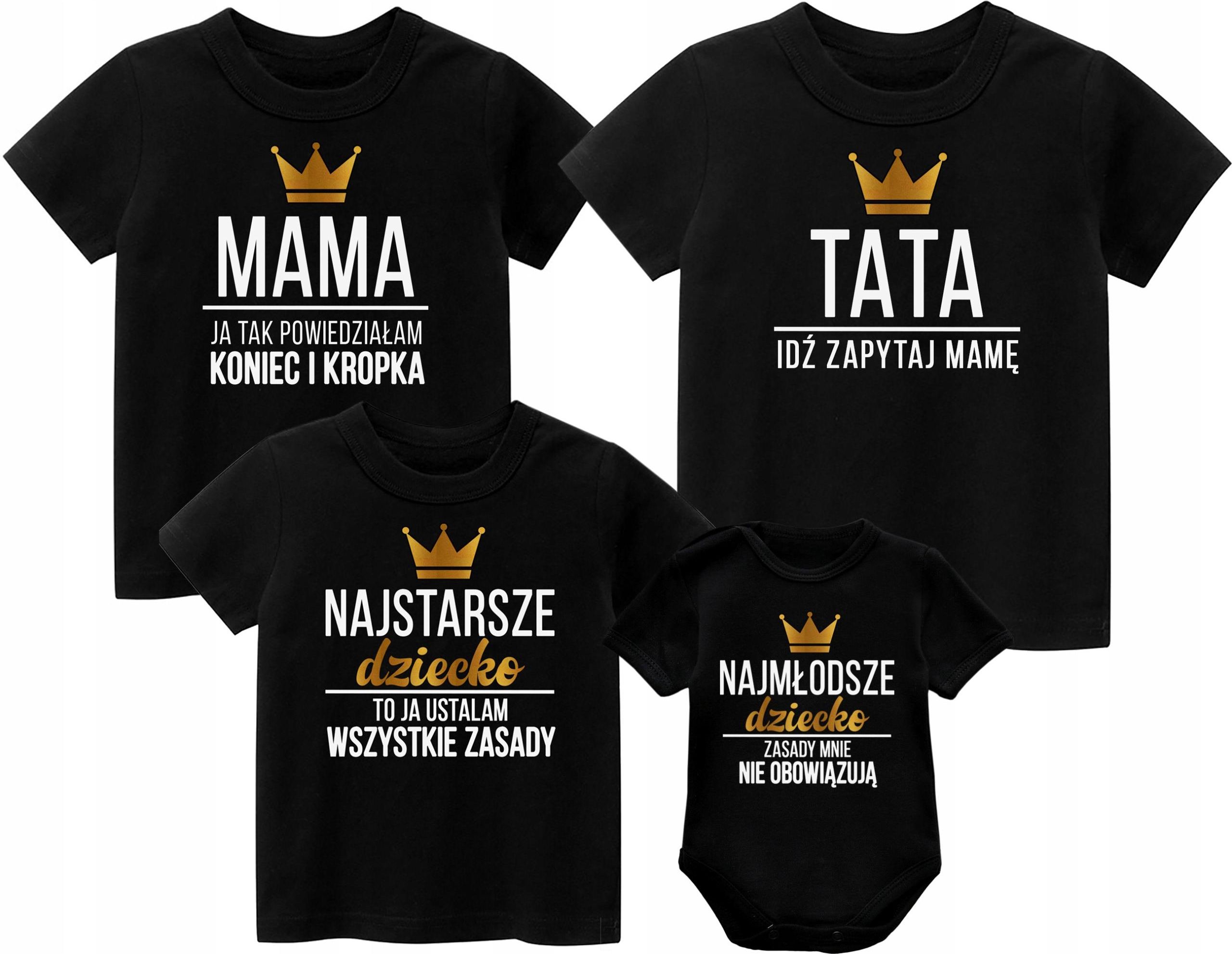 Zestaw 3 koszulek i body Mama Tata Syn Córka - Ceny i opinie - Ceneo.pl