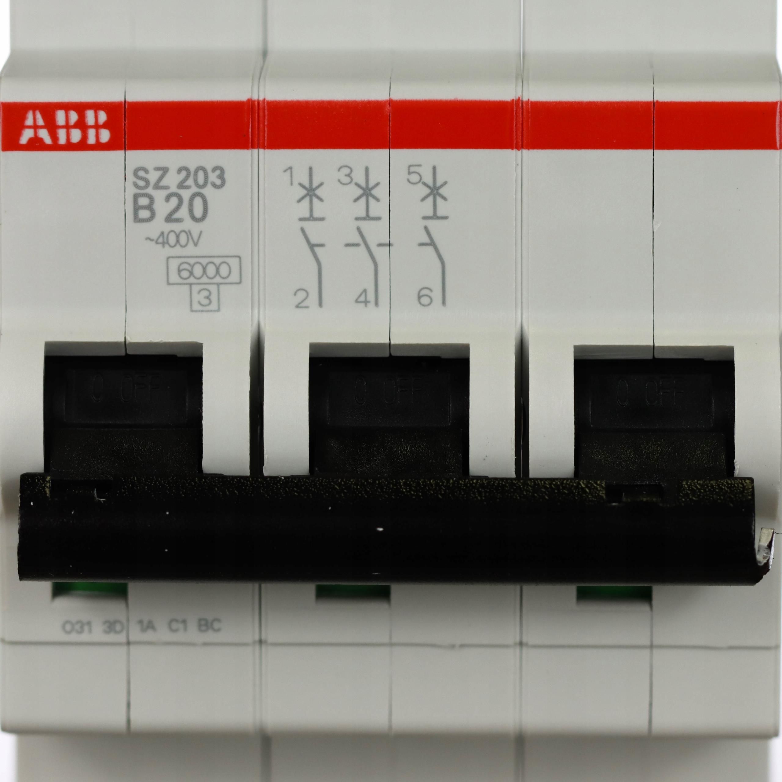 Rozdzielnia Abb B20 Wyłącznik Nadprądowy 3P 20A 400V 6Ka (ABBB2020A3P1 ...